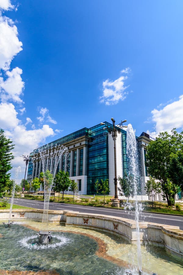 Modern Building of National Library, Bucharest, Romania Stock Photo ...