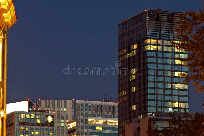 Modern building at night stock image. Image of blue, illuminated - 80500687