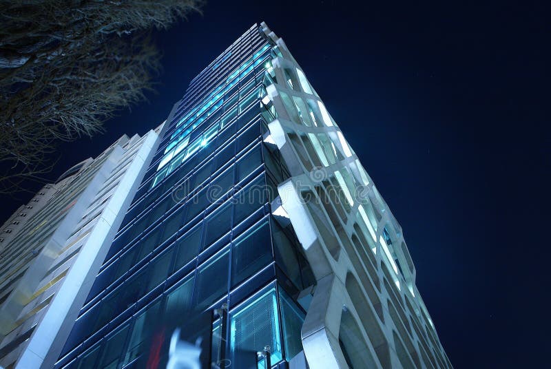 Modern building at night stock image. Image of background - 80500787