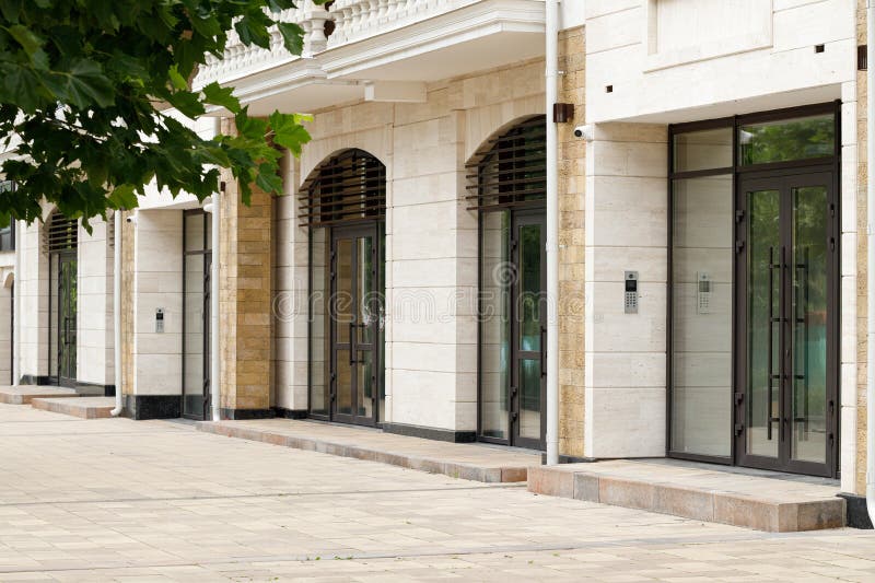 Modern Building Office Exterior Facade Space Pavement Street Tile ...