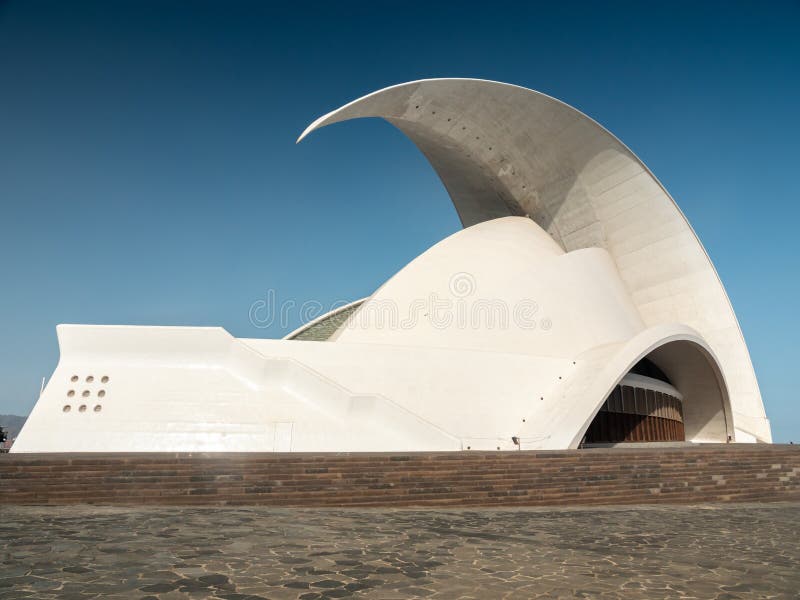 Modern Building of Opera Theater with Complex Architecture on Tenerife ...