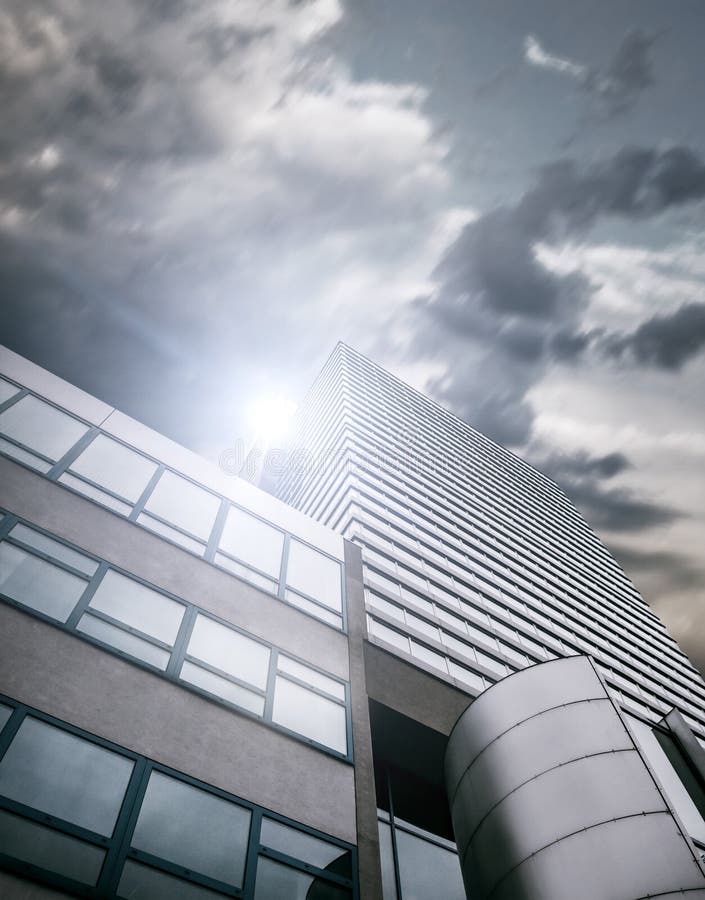 Modern Building Over Blue Sky Stock Image - Image of danger, light ...