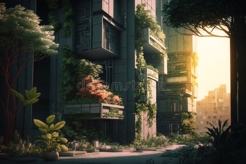 Modern Building with a Plants, Greenhouses Concept Stock Illustration ...