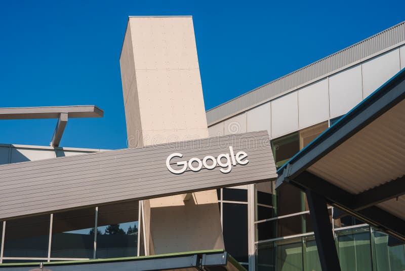 Modern Building with Prominently Displayed Google Logo, Contemporary ...