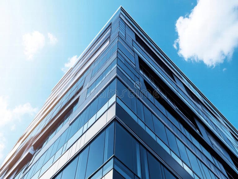 Modern Building Reaches for the Sky with Clouds, Modern Architecture ...