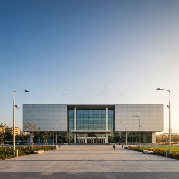Modern Building with a Rectangular, Minimalist Design and a Grid ...