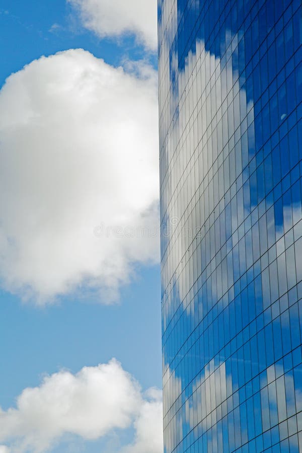 October 2017, London, a Modern Building Reflects a Cloudy Blue Sky ...