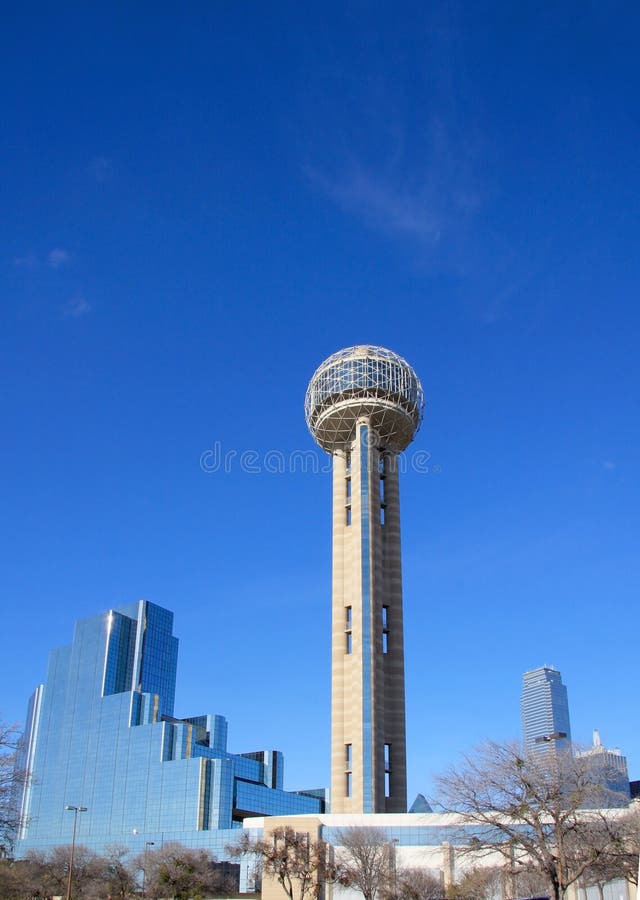 Modern Building and Reunion Tower in Dallas Stock Photo - Image of ...