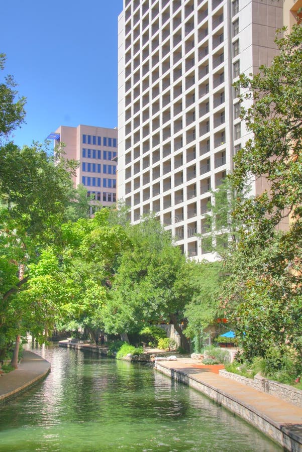 Modern Building and River Walk Stock Photo - Image of texas, landmarks ...