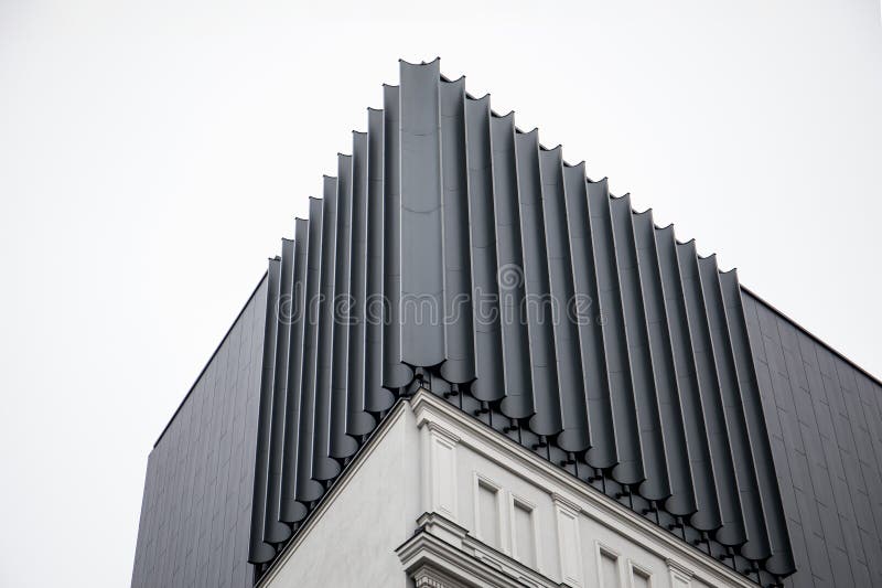 Modern Building Roof with Distinctive Metallic Design and Architecture Details Stock Image ...
