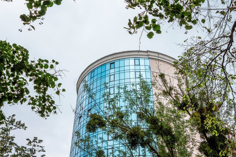 Modern Building of Round Shape in the Form of a Tower. Modern of Stock ...