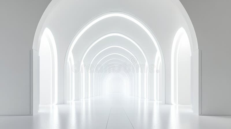 A Modern Building S Interior Features a White, Futuristic Hallway that ...