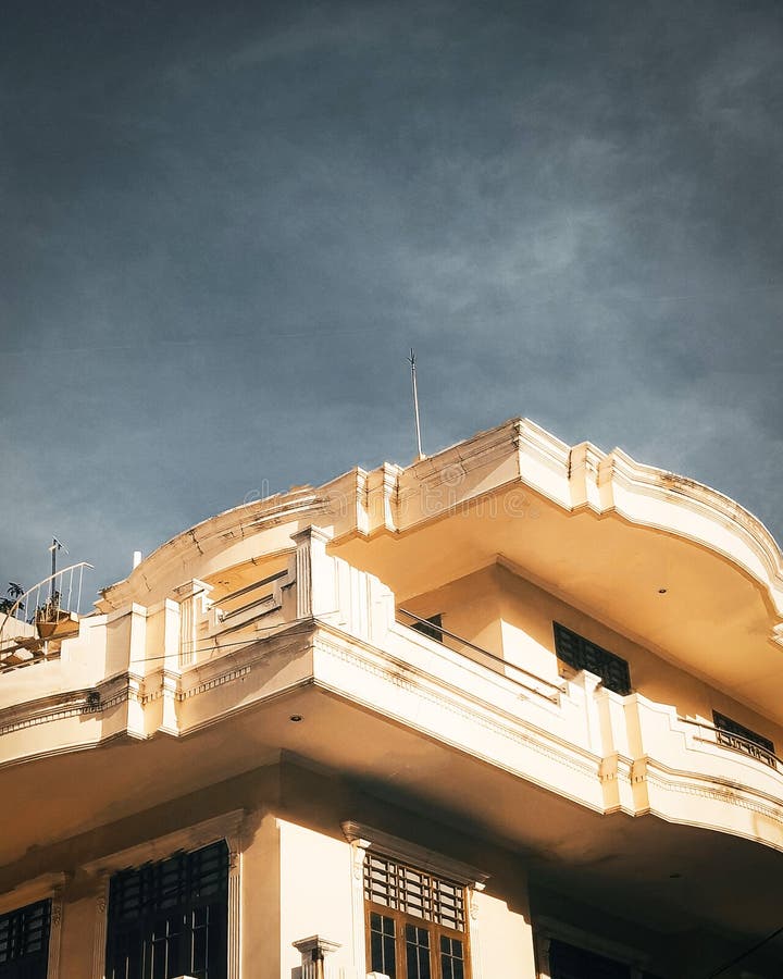 The Modern Building with the Scorching Sun Stock Image - Image of light ...