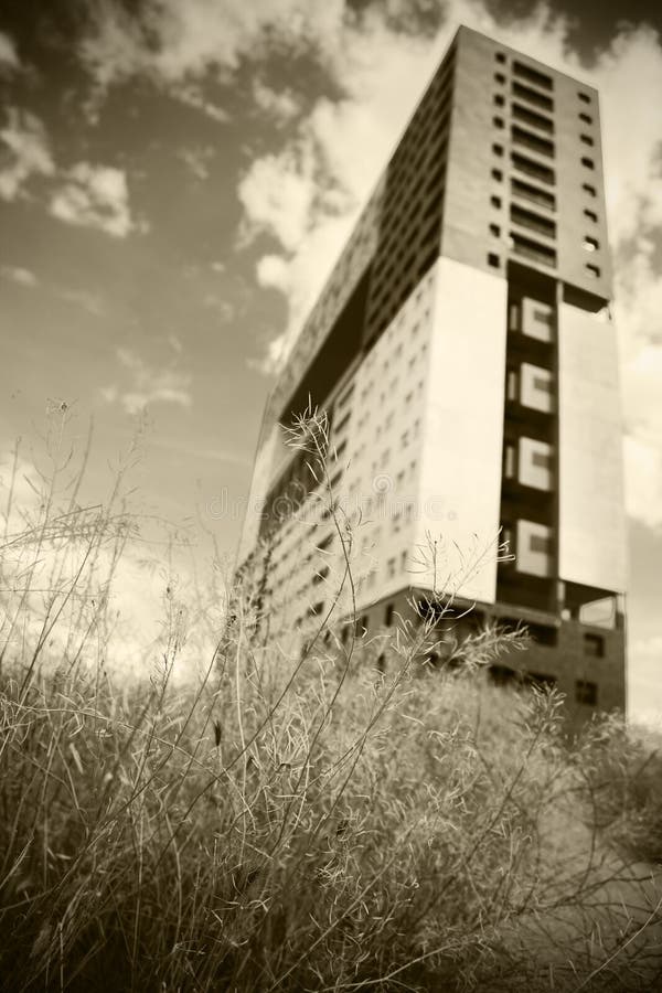 Modern Building in Sepia Tone Out of Focus Stock Photo - Image of home ...