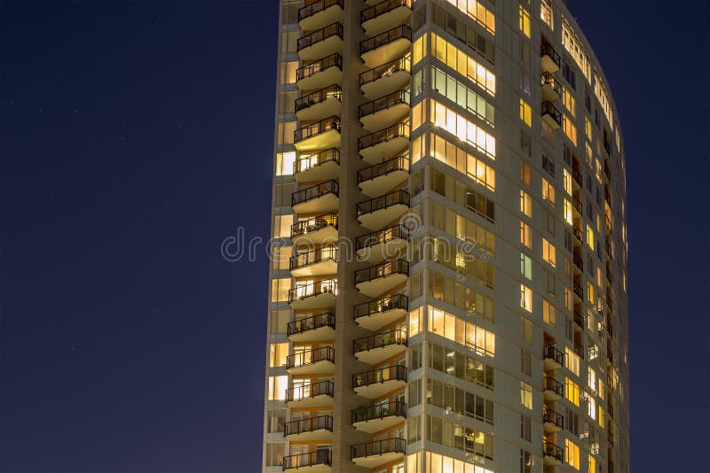 Building With Shining Light Stock Image - Image of tower, property ...