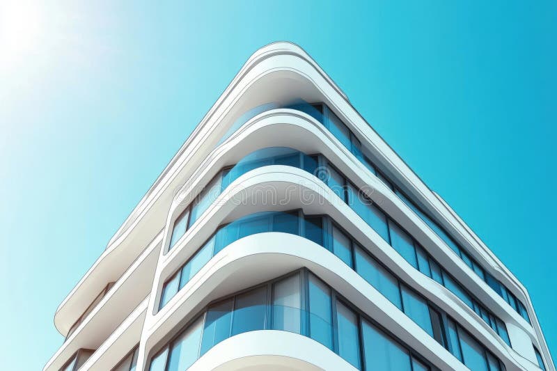 Modern Building Shows Off Its Curves Under Blue Sky with Modern ...
