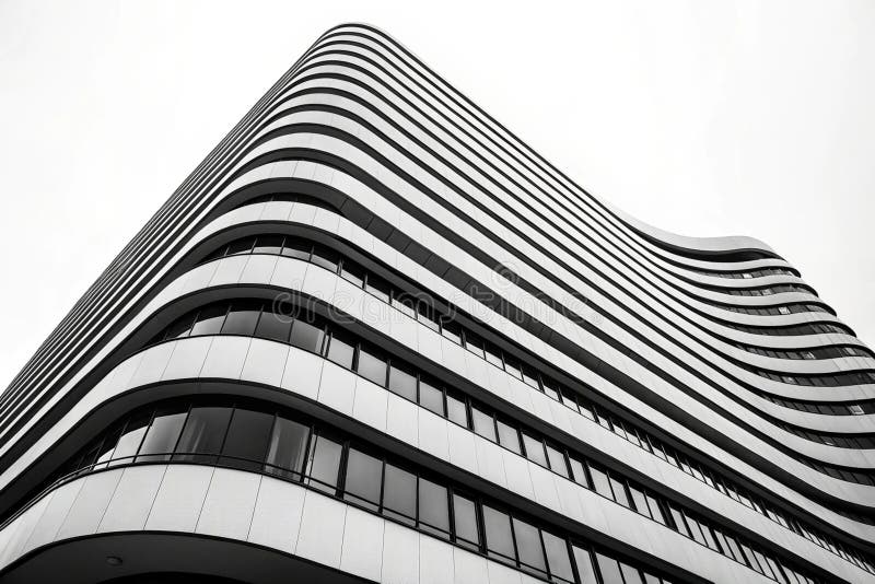 Smooth Architecture Building Waves Black-white Stock Illustration ...