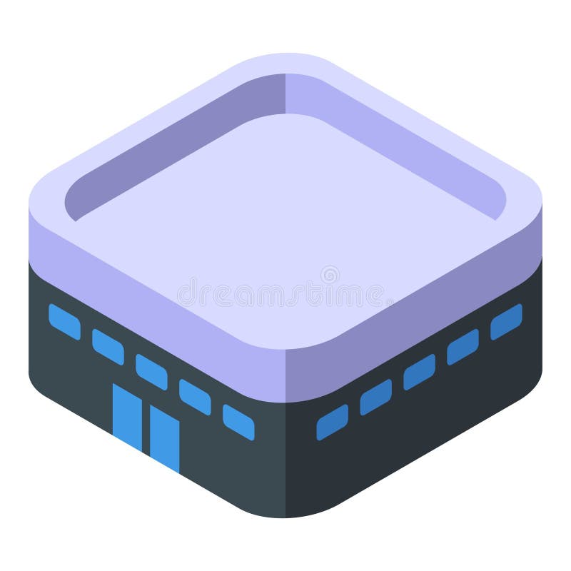 Modern Building with Square Roof Isometric Icon Stock Illustration ...