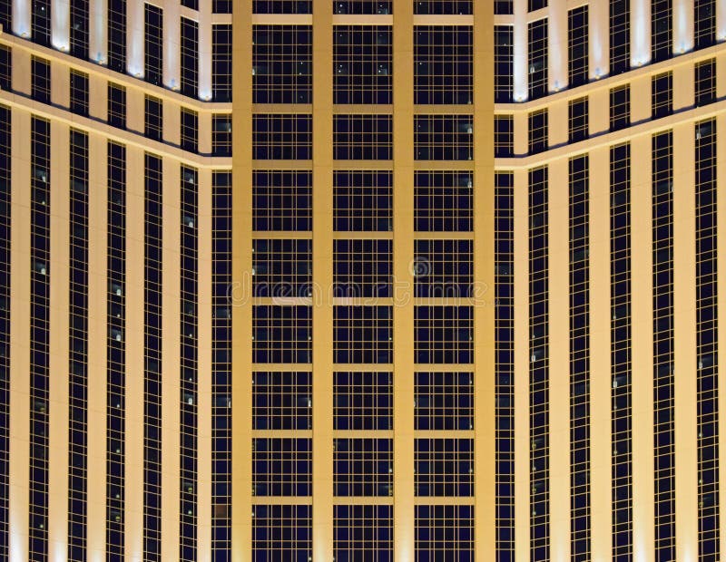 Modern Golden Building Structure, Illuminated at Night Stock Image ...