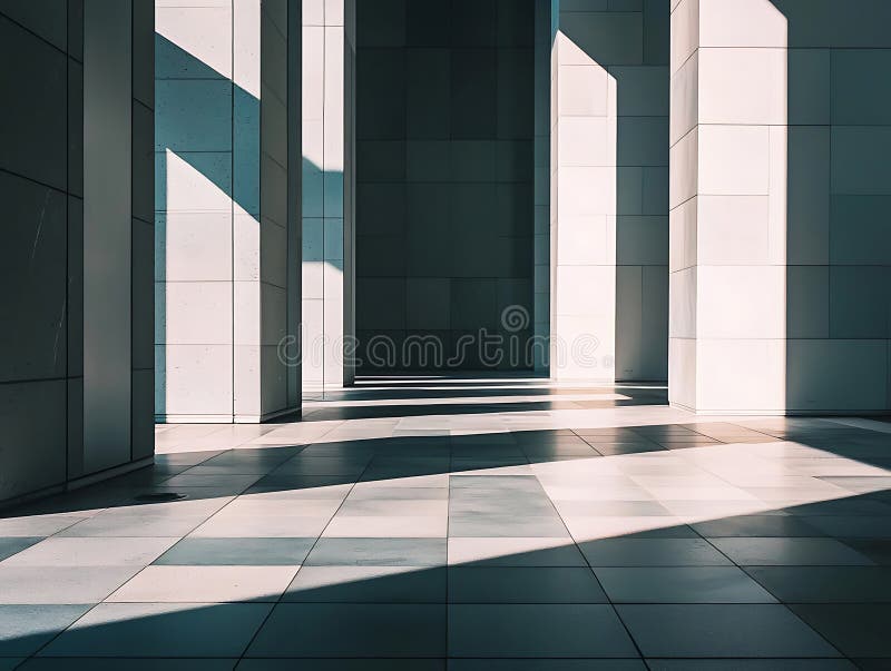 Modern Building Structure, Sunlight Creates Dramatic Shadows Stock ...