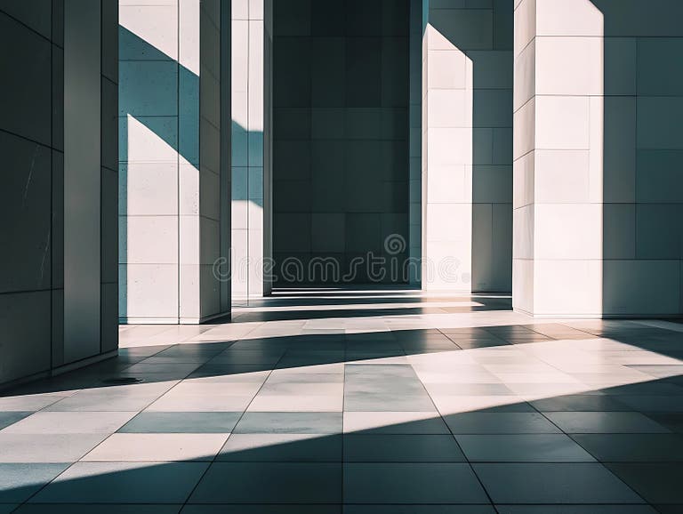 Modern Building Structure, Sunlight Creates Dramatic Shadows Stock ...