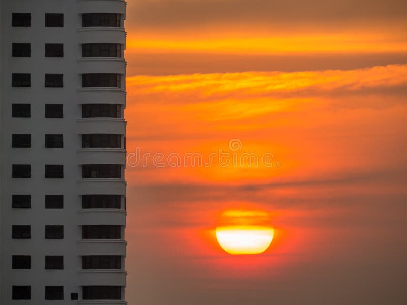 Modern building at sunset stock photo. Image of rent - 87822688