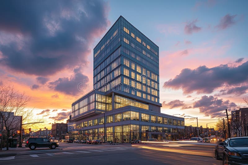 Modern Building at Sunset, Showcasing Contemporary Architecture and ...