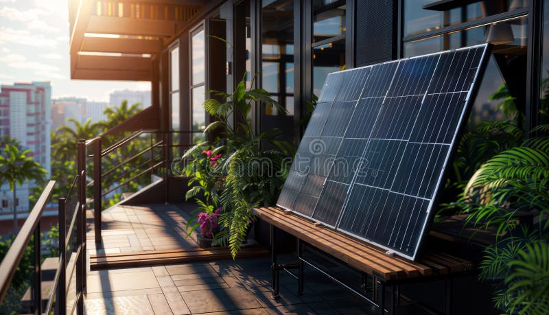 Solar Panels Installed on the Terrace of a Modern Building. Alternative ...