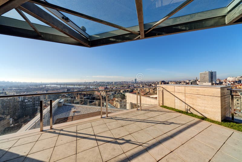 Modern building terrace stock photo. Image of house, contemporary ...