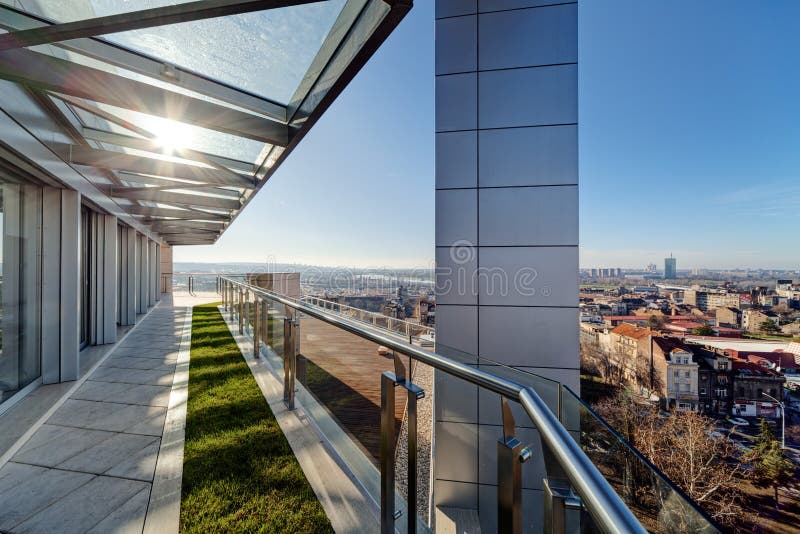 Modern building terrace stock image. Image of apartment - 44184275