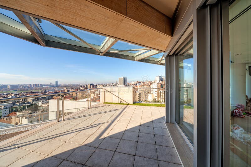 Modern building terrace stock image. Image of mansion - 44184385