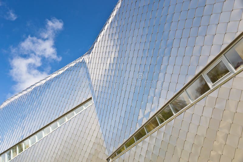 Modern Building with Tiled Facade Stock Photo - Image of reflections ...