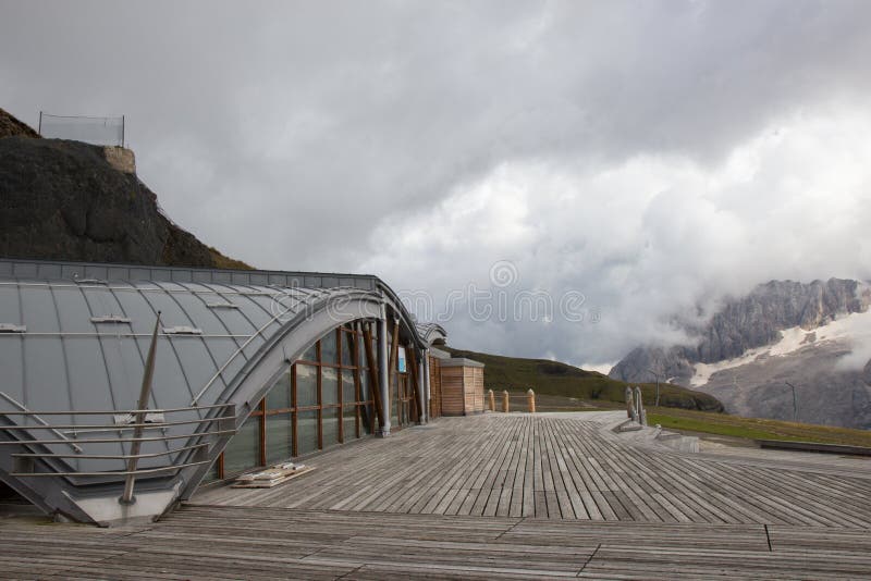 Modern Building on Top of the Mountain in Arabba Stock Photo - Image of ...