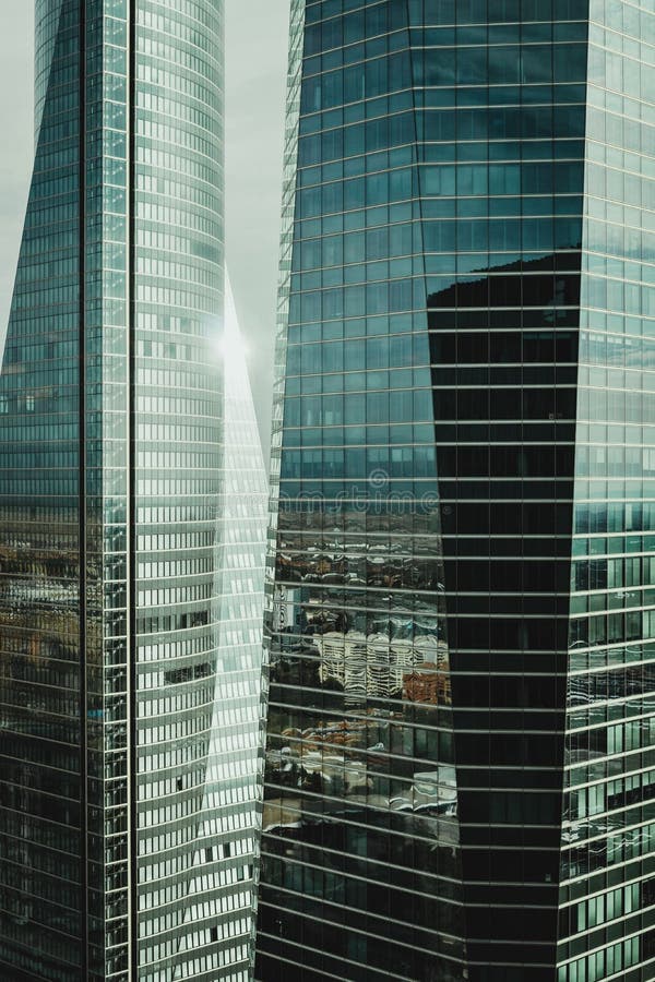 Modern Building Towers with Reflections Stock Image - Image of window ...