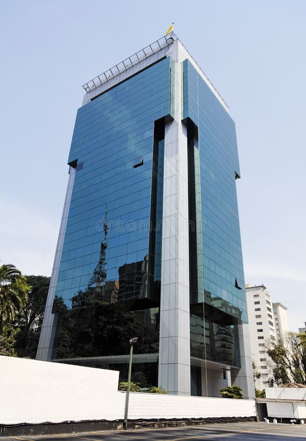 Modern Building and Transmission Tower Stock Image - Image of modern ...