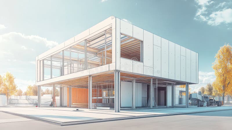 Modern Office Building Glass Steel Walls 3d Rendering Stock Photos ...