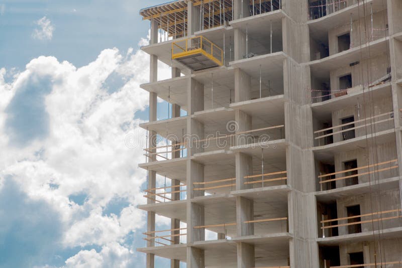 Modern Building Under Construction Detail, Concrete Frame, Indow ...