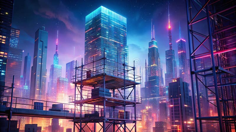 Modern Building Under Construction a Panoramic Perspective of ...