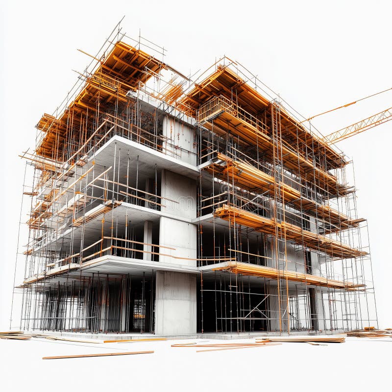 Modern Building Under Construction with Scaffolding Stock Image - Image ...
