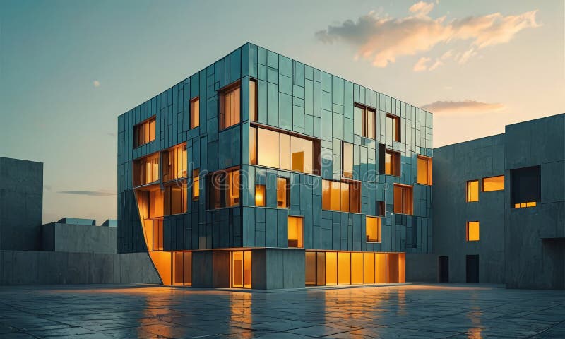 Modern Building with Unique, Angular Design and Mix Glass and Concrete ...
