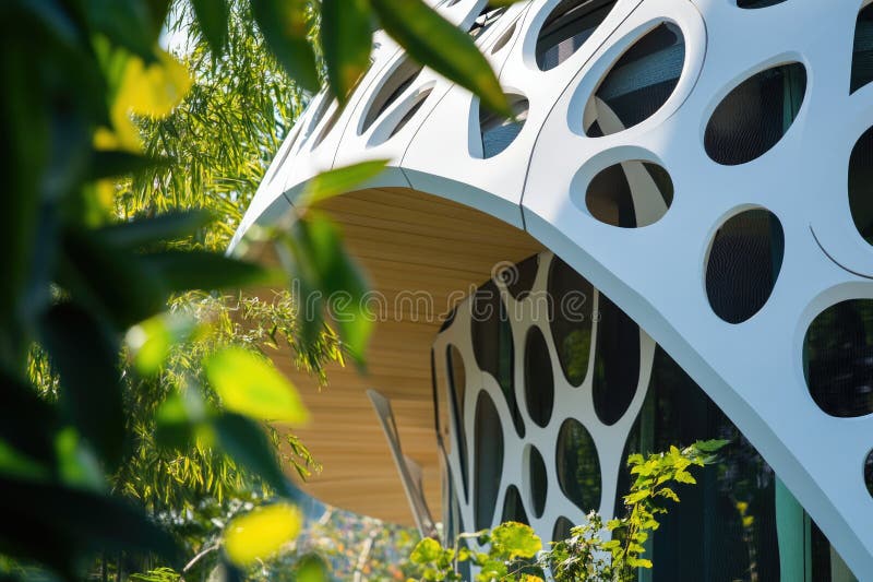 A Modern Building with a Unique Curved Design on Its Side Stock Photo ...