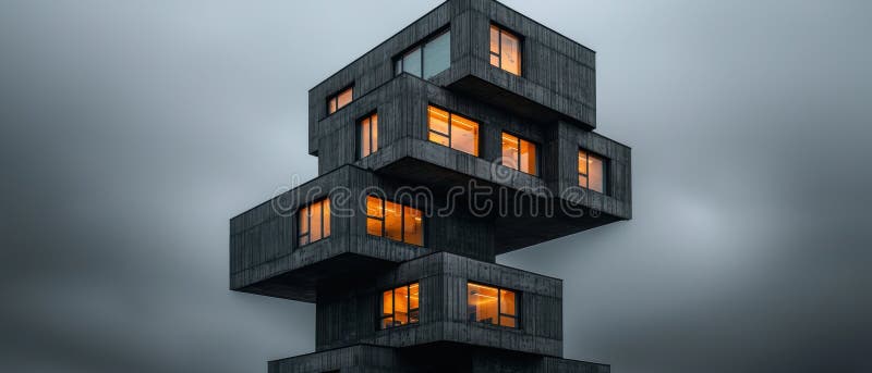A Modern Building with a Unique Design. Stock Photo - Image of cube ...