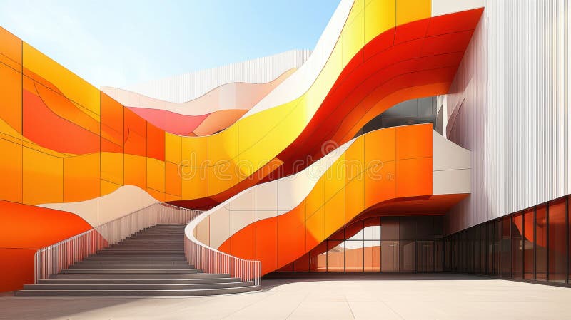 A Modern Building with a Unique Design and Vibrant Colors. Stock Image ...