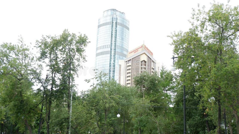 Modern building on Urale editorial image. Image of birches - 155485470