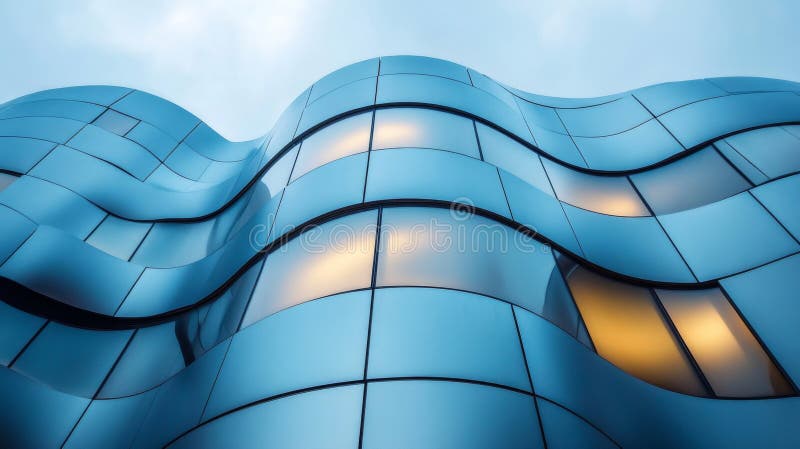 Modern Building with a Wave Like Facade Design Stock Illustration ...