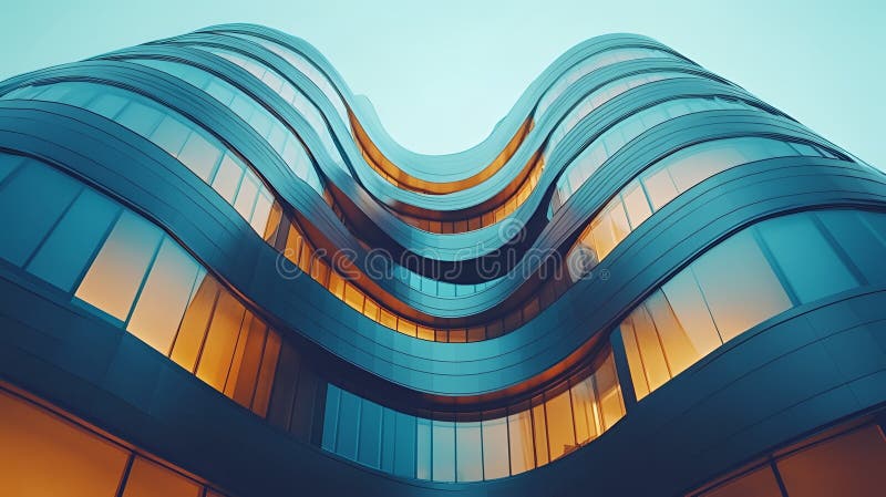 Modern Building with a Wavy, Flowing Facade and Glass Paneling Stock ...
