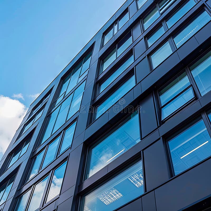A Modern Building with Windows and Blue Sky Stock Photo - Image of ...