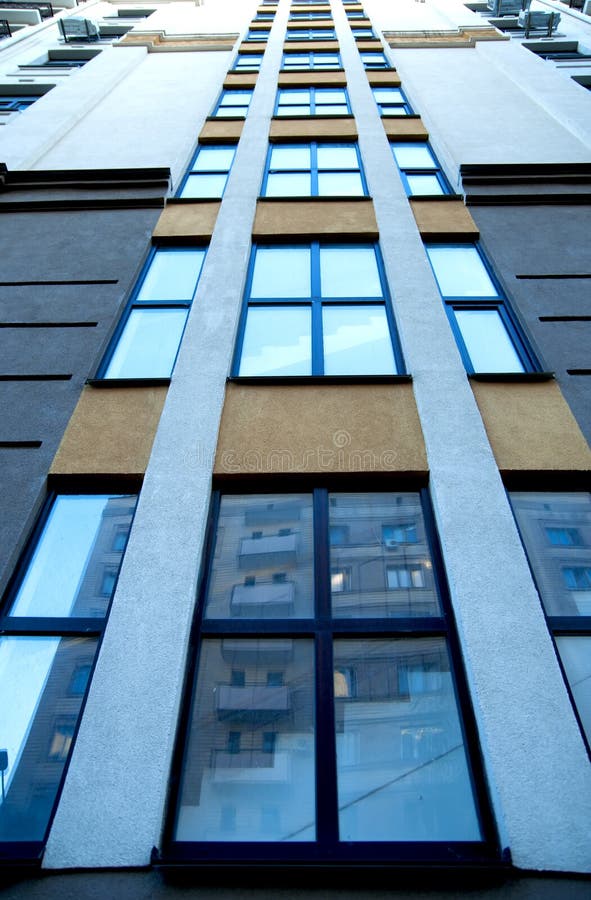 Modern Building.Windows Stretching into the Distance Upwards Stock ...