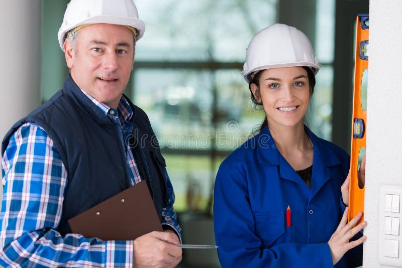 Modern Building and Workers Stock Image - Image of working, technology ...