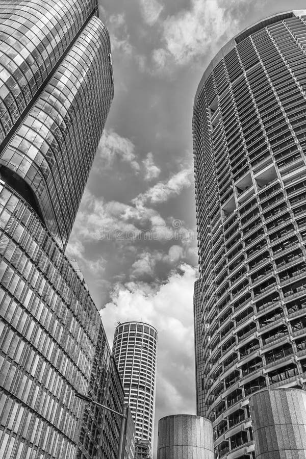 Black and White Photo of Modern Buildings Editorial Stock Image - Image ...